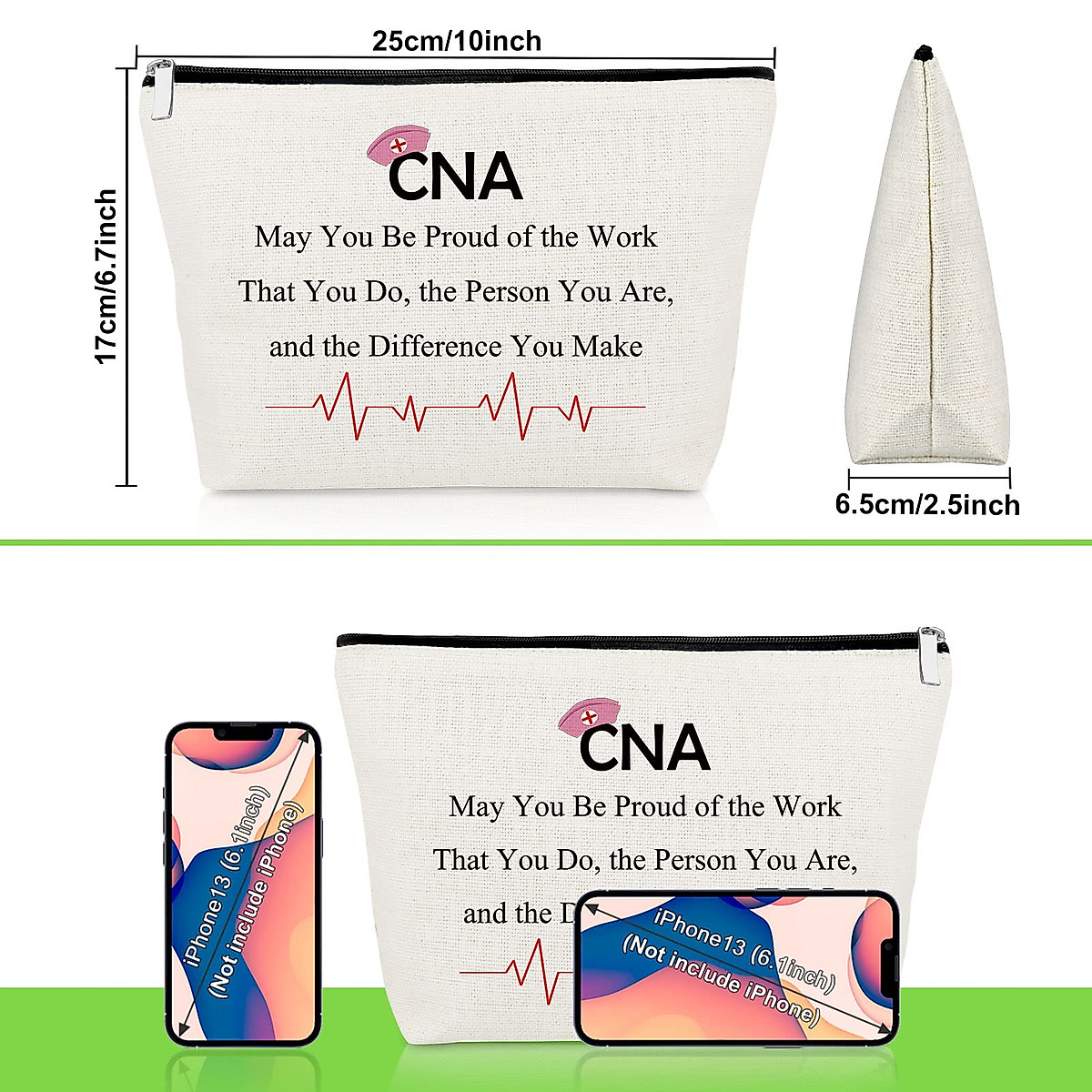 Gevody Certified Nursing Assistant Gifts for Women CNA Makeup Bag CNA Appreciation Gifts Inspirational Gift for Nurse Friends CNA Graduation Gifts Thank You Gifts for CNAS Assistant Cosmetic Pouch