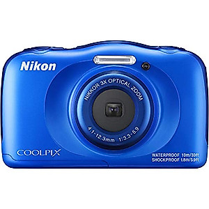 Nikon COOLPIX W100 13.2MP Waterproof Digital Camera 3X Zoom, WiFi (Blue) 26516B - (Renewed)