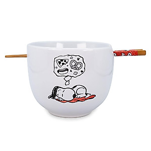 Peanuts "Munch Time" 20-Ounce Ceramic Ramen Bowl and Chopstick Set