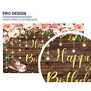 Allenjoy Western Birthday Backdrop Boot Cowgirl Rustic Country Boho Bday Party Supplies Flower Country Wood Hat Background Cake Table Decor Studio Photobooth Props Gift Favors