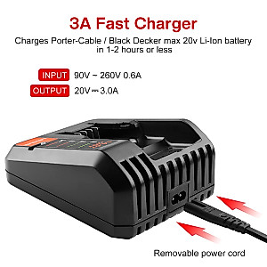 ANTRobut 2Pack 3.5Ah Replacement Porter Cable 20V Battery PCC680L PCC681L PCC682L PCC685L PCC685LP, with Porter Cable 20V Charger