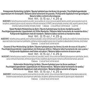 Burt's Bees Stocking Stuffers, Just Picked Lip Balm Set, Pomegranate, Watermelon, Sweet Mandarin, Coconut & Pear, Natural Origin Lip Treatment Christmas Gifts (4-Pack)