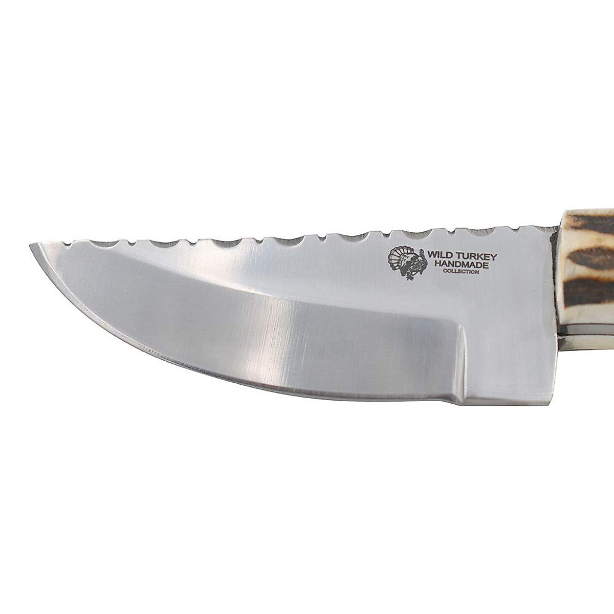 Wild Turkey Handmade Collection Full Tang Fixed Blade Hunting Knife w/Genuine Leather Sheath (Stag)