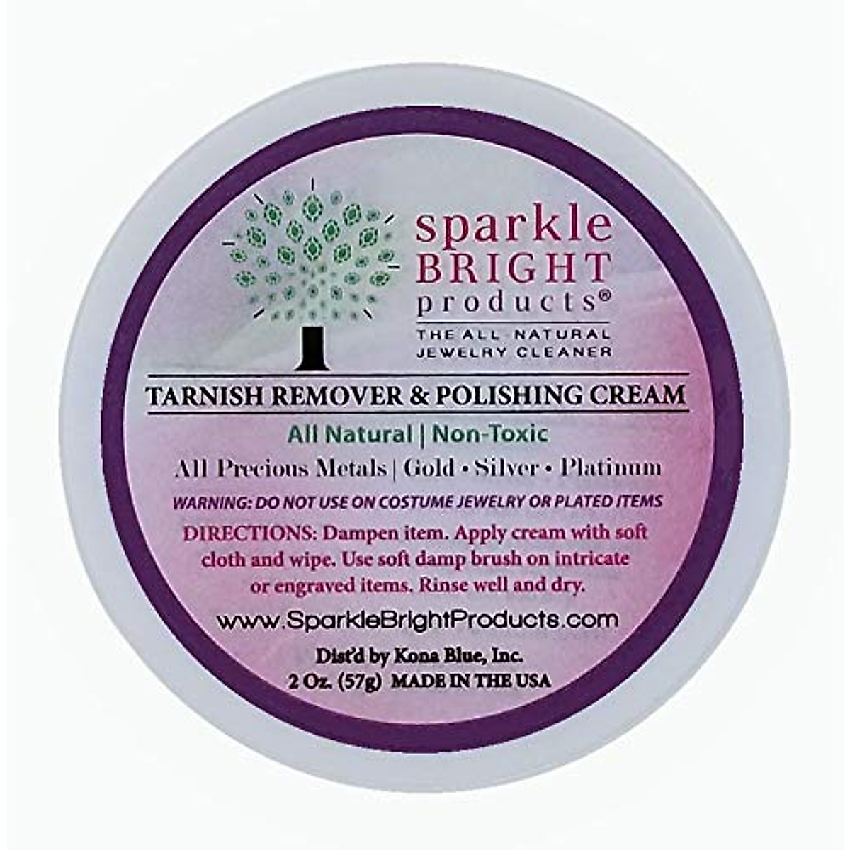 Sparkle Bright Products All-Natural Jewelry Cleaner | Tarnish Remover & Polishing Cream, 2oz. (57g) | Gold, Silver, & Platinum Precious Metal Polish for Jewelry Cleaning