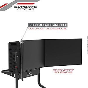 Extreme Sim Racing Triple Screen Tv Stand Add-on Upgrade With Back Tray - Fits almost all Sim Racing Rigs in the Market - Suitable for TV sizes up to 3 x 37"