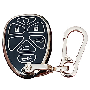 QIXIUBIA for Chevrolet Key Fob Cover Keyless Remote Smart Key Fob Shell with Keychain Fit for Chevy Suburban Tahoe Traverse Buick Enclave Cadillac Escalade GMC Acadia Yukon (Black 6-Button)