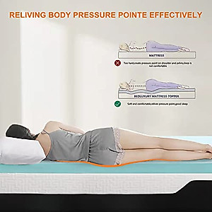 3 Inch Gel Memory Foam Mattress Topper Queen Size, Mattress Pad Cover for Pressure Relief, Bed Topper with Removable Cover, Soft & Breathable,Grey