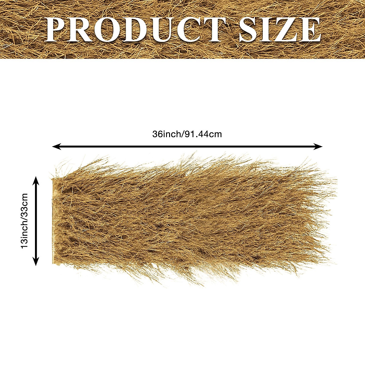 XLX TURF Faux Thatch Straw Table Runner 13 X 36 Inch, Yellow Grass Hay Table Centerpiece Decorations for Western Cowboy Birthday Thanksgiving Party, Hunting Theme, Home DIY Crafts