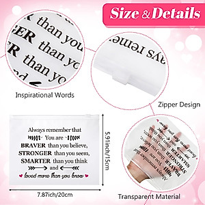 Reginary 50 Pcs Inspirational Gifts Bulk for Women Cosmetic Bag EVA You Are Braver Awesome Makeup Bag Mini Toiletry Packet with Zipper Encouragement Birthday Graduation Gift(You Are Braver)