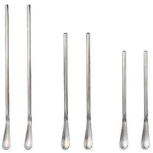 Lomoker Stainless Steel Coffee Stir Spoons, Iced Tea Spoon, Cocktail Stirring Sticks, Round Handle Stirrers, 3 Different Sizes (5'', 6.3'', 8.7''), Set of 6, Silver