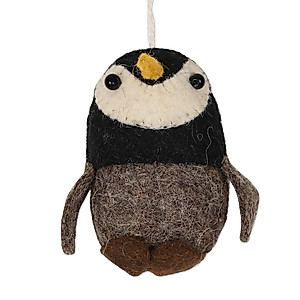 NOVICA Artisan Handmade Wool Felt Ornaments Penguin Set of 5 Black White Brown India Holiday Decor Animal Themed Christmas [3.5in H x 2.8in W x 1.6in D] ' Penguin Charm' Set of 5