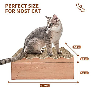 RUMUUKE Cat Scratch Pad- 3 in 1 Corrugated Cardboard Cat Scratcher for Indoor Cats, Professional Cat Scratching Board for Adult Cats, Catify Cat Scratcher Pads with Catnip