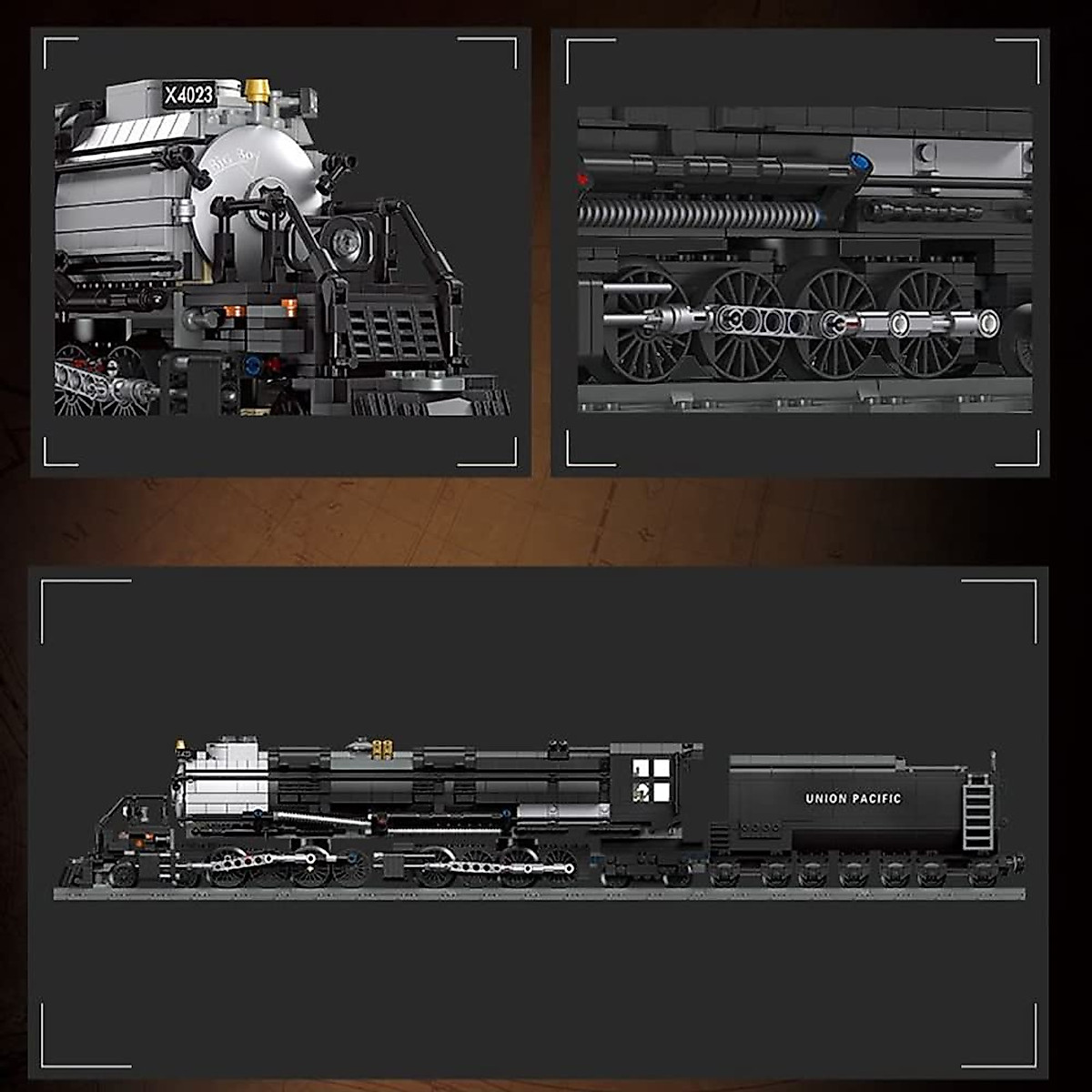 DAXX BIGBOY Steam Train Building Kit and Engineering Toy,BIGBOY Locomotive with Track Display Set Compatible with Lego,Gift for Train Lovers(1608Pcs)
