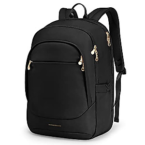 LIGHT FLIGHT Travel Laptop Backpack, 17.3 Anti Theft Laptop Backpack with USB Charging Hole, Water Resistant College Bookbag, Large Capacity Black Computer Backpacks for Work, Black