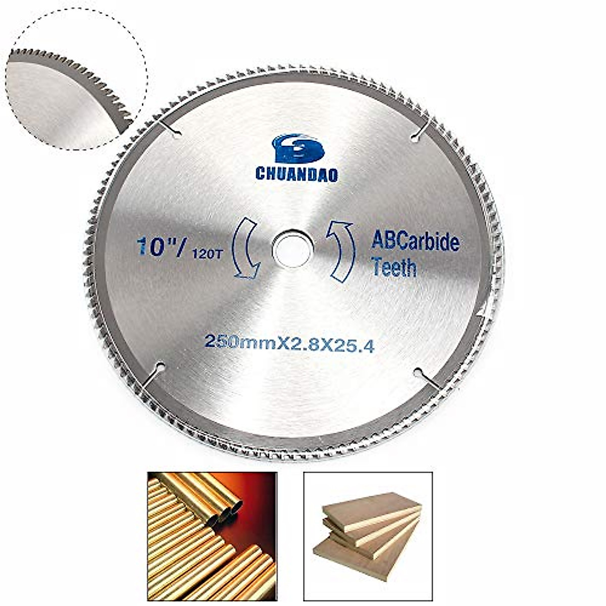 10 Inch 120 Tooth Carbide Tipped Wood Cutting Disc Circular Saw Blade for Cutting Hard & Soft Wood Aluminum with 1 inch Arbor