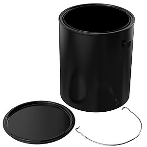 Plastic Paint Can (Black) - 1 Gallon Bucket with Lid & Handle - Triple Lock Airtight Seal - Dog Poop Bucket, Small Pail - Made from 100% USA Recycled Polypropylene Plastic