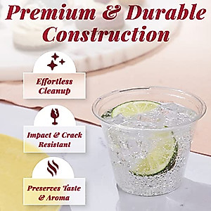 Prestee Clear Plastic Party Cups Disposable - PET Clear Water Plastic Cup Disposable - Plastic Wine Cups - Clear Disposable Cups - Small Cups - Plastic Drinking Cups (50ct 9oz)