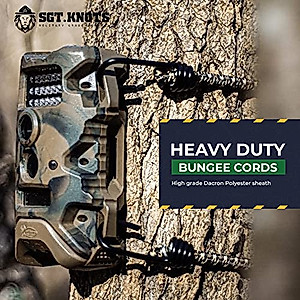 SGT KNOTS - Bungee Cord with Hooks | Marine Grade Shock Cord with 2 Hooks - Heavy Duty Elastic Cord - Bunjie Cords Strap - Bungees for Tie Downs, Camping, & Cars (24 in - Black, 4Pack)