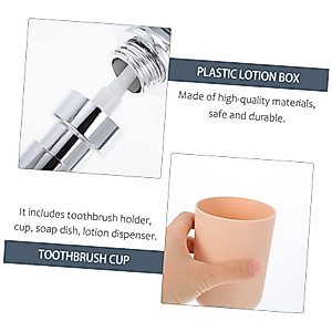 Zerodeko 1 Set Bathroom Set Bathroom Accessories Set Toothbrush Holder White Accessories Plastic Hand Soap Dispenser New Apartment Essentials Vanity Countertop Accessory Bathroom Soap Tray