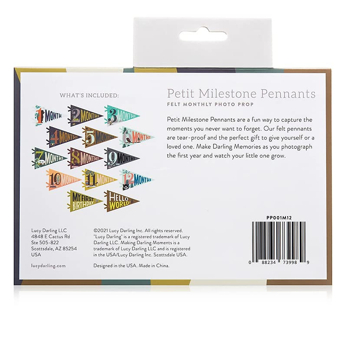 Lucy Darling Petit Milestone Pennants, 12 Felt Baby Monthly Milestone Banners for Baby Girl & Boy, Newborn Photography Props & Decor, Felt Pennant Flags, Perfect Baby Shower Gifts (Little Camper)