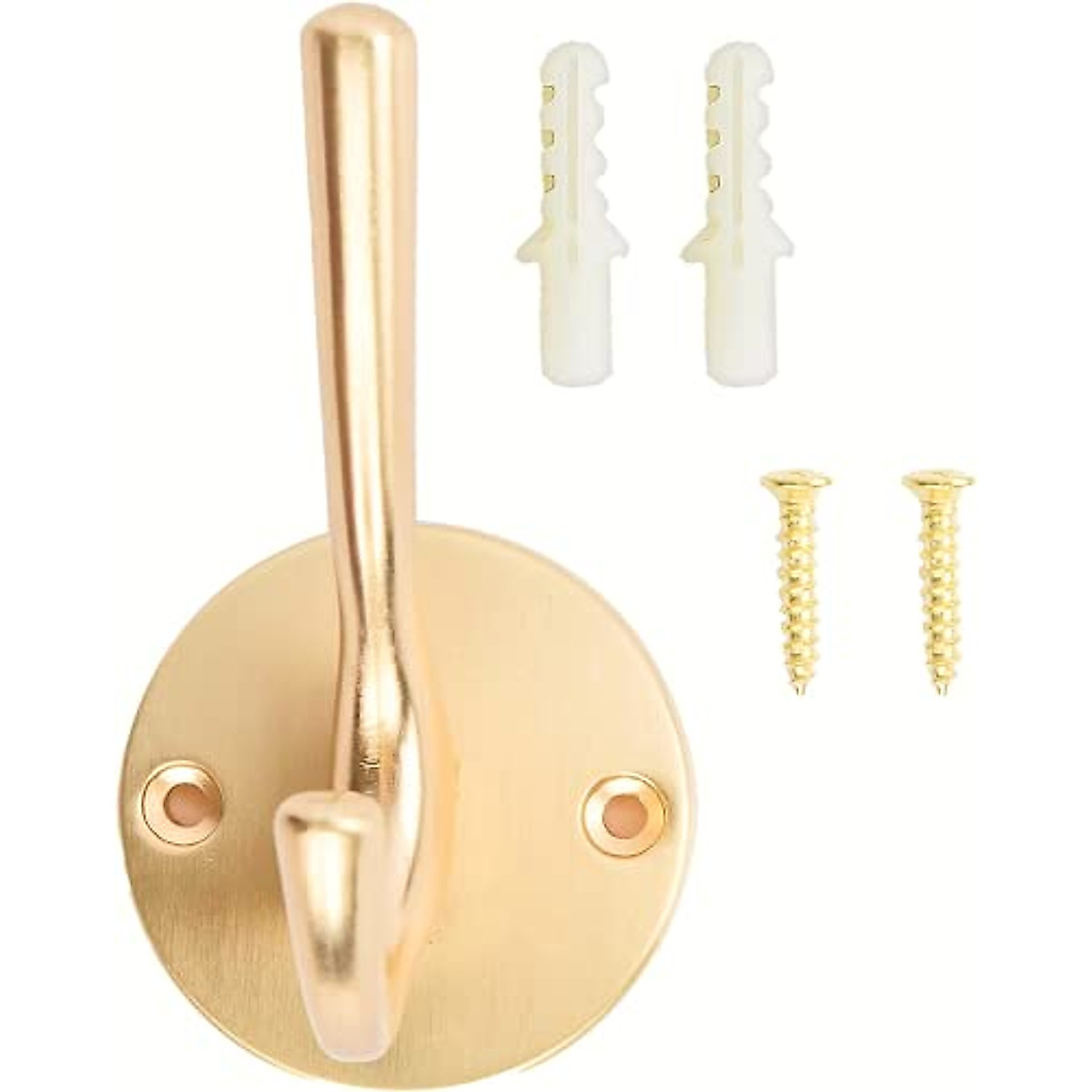 Gold Towel Hook 2 Pcs- Decorative Brass Wall Hook for Robe, Coats, Hat, Large and Small Bathroom Accessories - Single Gold Wall Hook - Gold Coat Hooks Includes Metal Hanging Hardware
