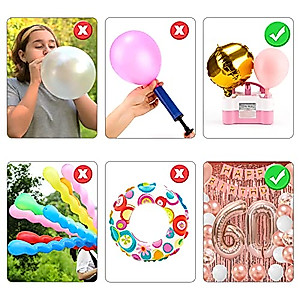 Balloon Pump Flyneei Balloon Pump Electric Balloon Inflator Electric Balloon Pump & Balloon Tying Tool in One Portable Dual Nozzle Balloon Air Pump Balloon Blower for Party Decoration