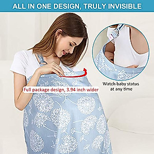 Bralarry Breastfeeding Nursing Cover,Soft Breathable Cotton Privacy Nursing Apron,Large Size Full Coverage Breast Feeding Infant Wrap