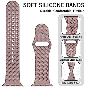 TransJoy 6 Pack Weave Silicone Band Compatible with Apple Watch Band 38mm 40mm 41mm 42mm 44mm 45mm 49mm Women Men, Soft Breathable Strap for iWatch Ultra Series 8/7/6/5/4/3/2/1/SE(38 Milk Tea)