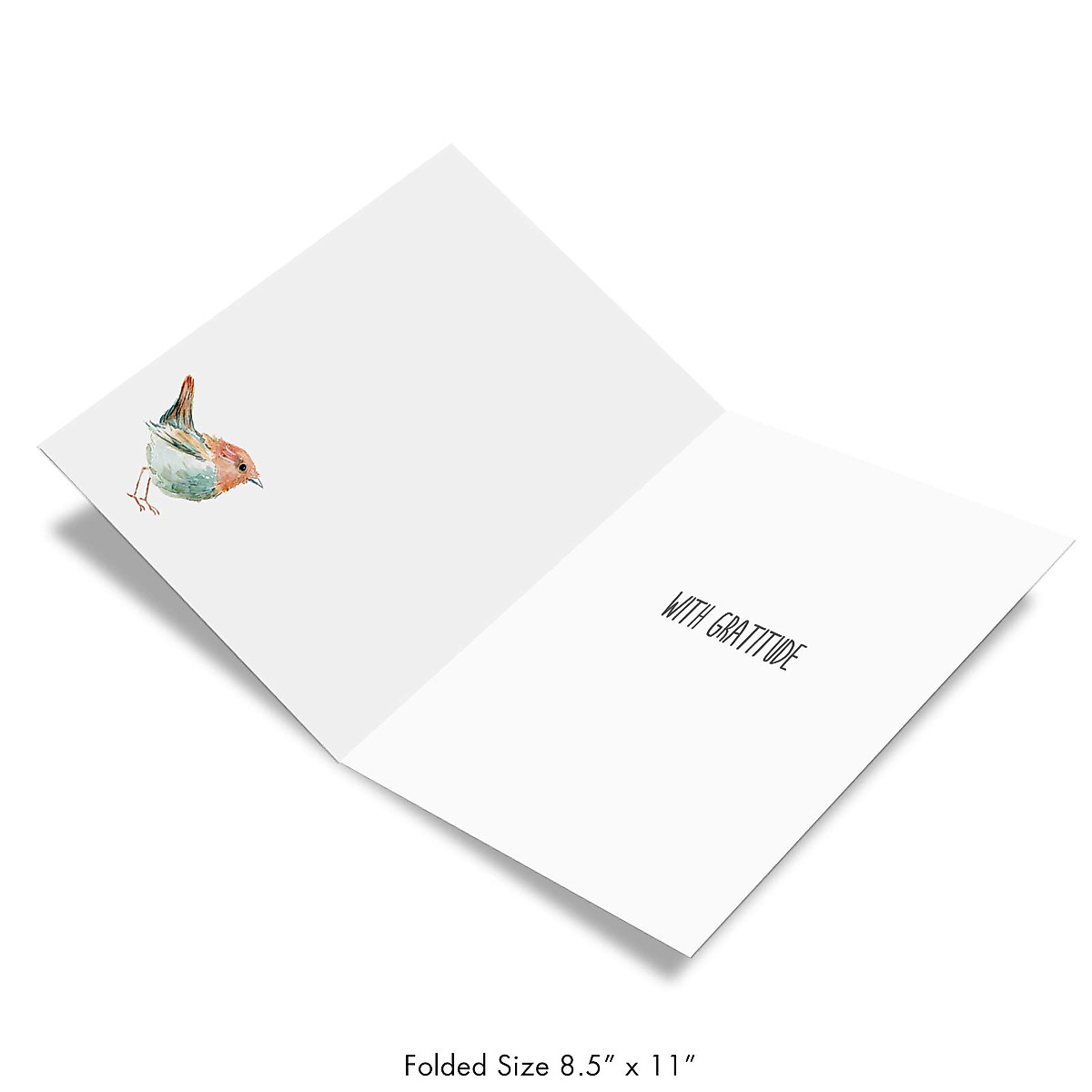 The Best Card Company - 1 Beautiful Thank You Card (8.5 x 11 Inch) - Pretty Flowers, Floral Gratitude Stationery Notecard with Envelope - Scripture Birds J7108ETYG