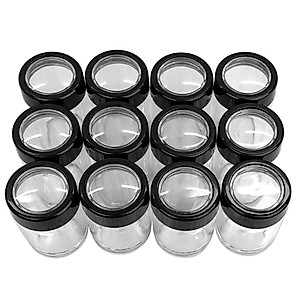 (Quantity: 12 Pieces) Beauticom 10G/10ML Acrylic Transparent Cylinder Sifter Container Jar with Clear Lid Window