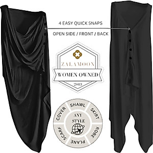 Zalamoon Luxury Infinity Shawl Infinite Ways to Wear Wrap Poncho Cape Scarf (Black)