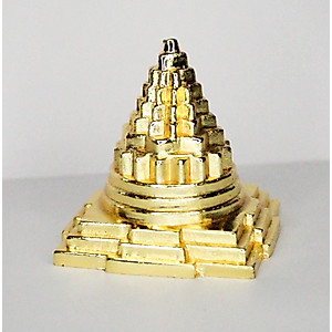 GRI9 Energized 3D Sri Meru Yantra Hinduism Home Temple Decor Ashtadhatu (Mix Metal) for Spiritual powers Vaastu Dosh Prosperity Harmony/Pooja/Gift/Diwali Puja (1.5 Inches)