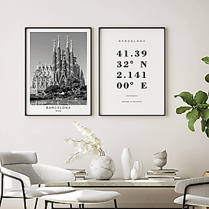 Dear Mapper Barcelona Spain View Abstract Road Modern Map Art Minimalist Painting Black and White Canvas Line Art Print Poster Art Print Poster Home Decor (Set of 3 Unframed) (16x24inch)