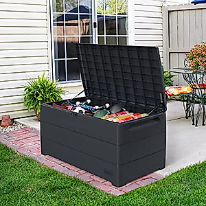 Duramax CedarGrain Durabox Outdoor Deck Box & Garden Furniture Organizer, Woodgrain Texture, Lockable Plastic Cushion Box, 416 liters, Grey