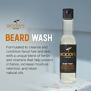 Woody's Energizing Beard Wash for Men, Cleanses and Conditions Skin and Facial Hair, For All Skin Types, 6.3 fl oz