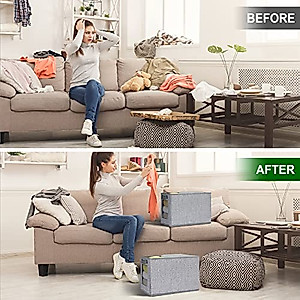 Homsorout Storage Bins with Lids, Clear Window Closet Storage Baskets, Foldable Storage Cubes Organizers with Handles, Closet Organizers and Storage Bins for Clothes, Toys, 6 Packs, Grey, Blended