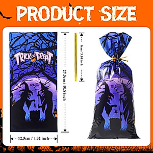 HiloPack Halloween Treat Bags for Candy, 50Pcs Halloween Goodie Bags with Twist Ties, Halloween Candy Bags Gift Bags for Kids Halloween Trick or Treat Party Supplies, Hallowen Favors Bag Decor (Goody)