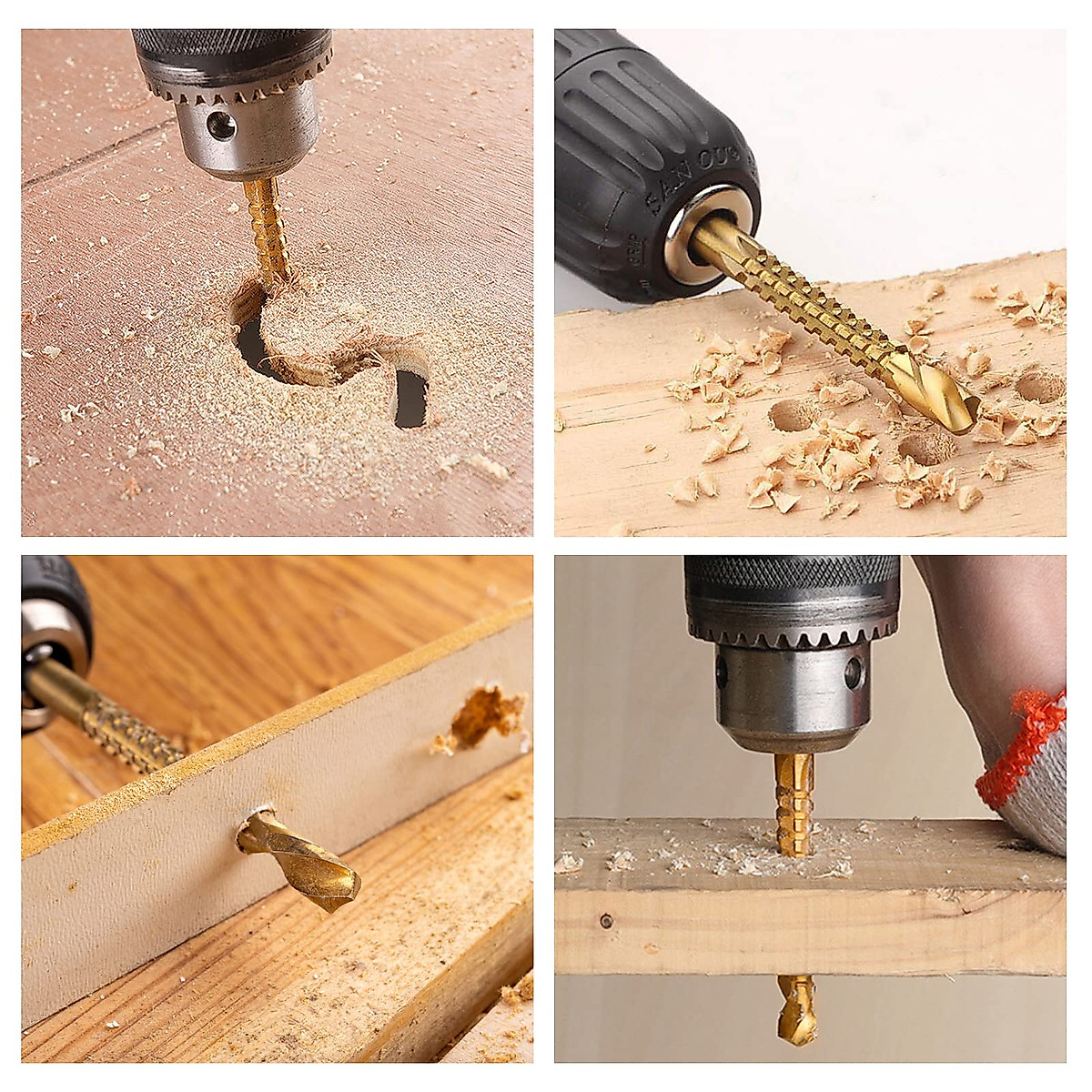 WEAVERBIRD Drill Bit Set - Step Drill Bit Set (3Pcs) and Serrated Drill Bit Set (3Pcs), Titanium Coated HSS Multifunctional Drill Set, 3-8mm Serrated Saw Drill Bit for Wood Metal Plastic