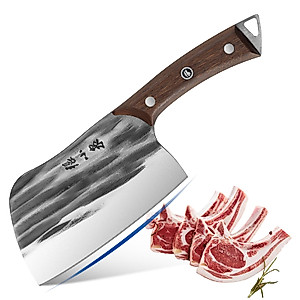 ZHANG XIAO QUAN SINCE 1628 Handmade Forged Ancient Bone Chopping Knife, Stainless Steel Professional Chinese Chopper Knife for Cutting Bones and Nuts