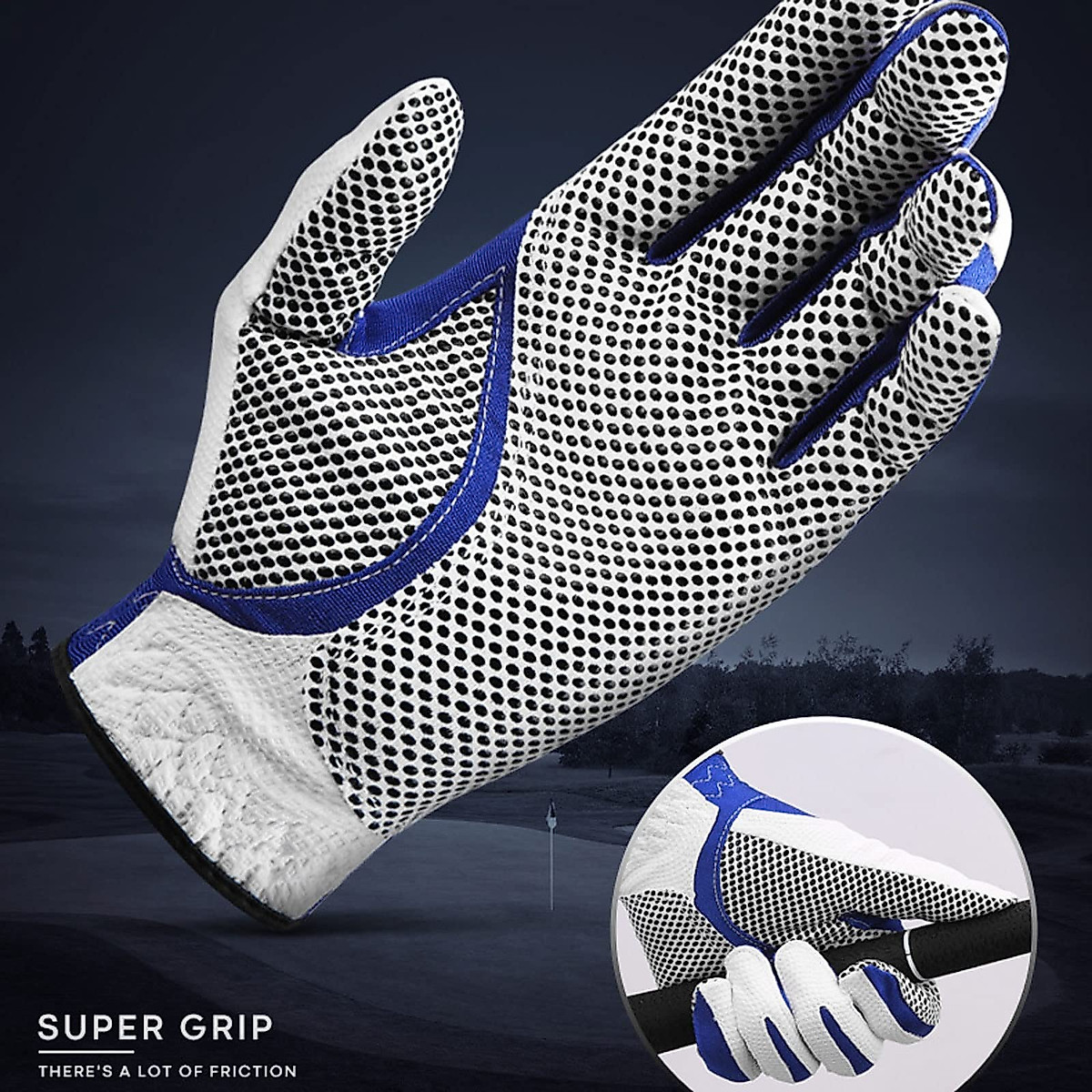 Lfzhjzc Golf Gloves,Multiple Color Sizes are Available, Left Hand (Pack of 2) (Color : Black, Size : 23size)