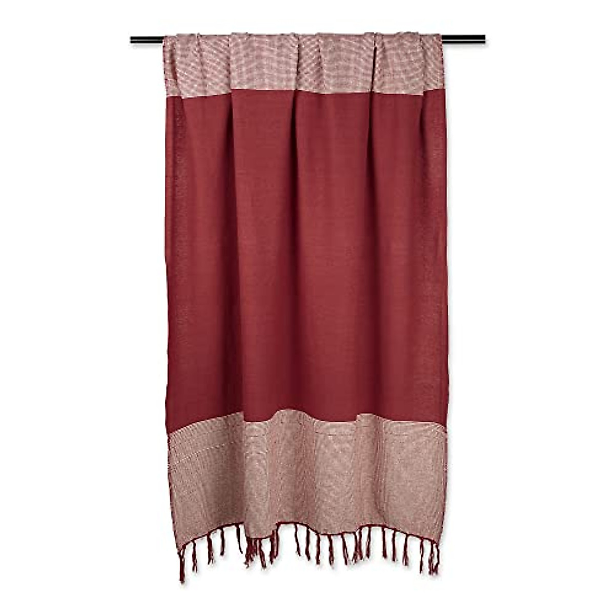 DII Striped Throw Collection Urban Cityscape Border, Barn Red