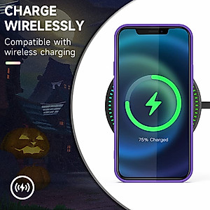 CAROKI Halloween Matte Phone Case for iPhone 13 Pro Max with Purple Matte Halloween Ghost Pumpkin Pattern Soft TPU Anti-Fall Protective Slim Shockproof Cover for iPhone 13 Pro Max