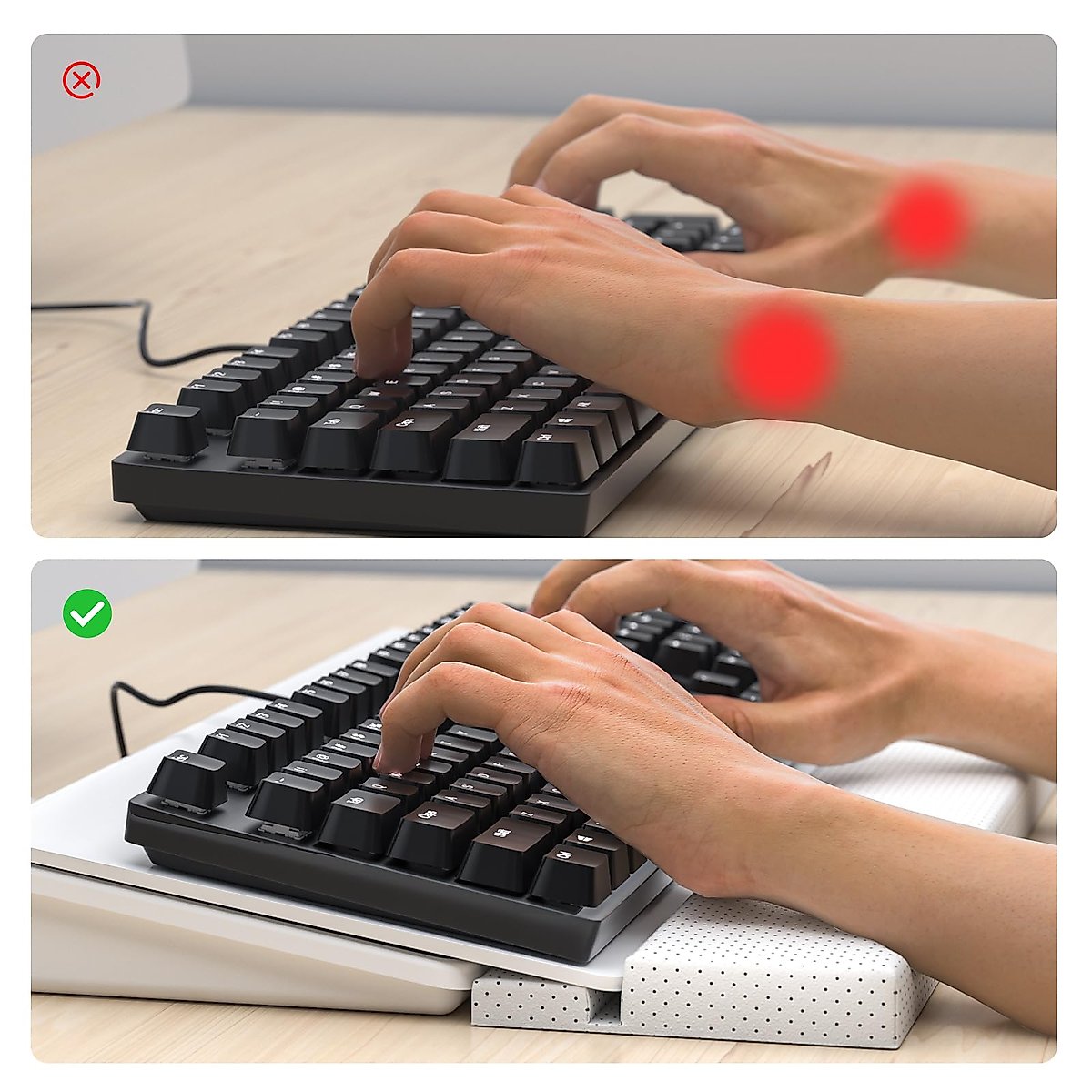 Acrylic Computer Keyboard Stand with Wrist Rest & Storage Tray - Yikola 3-Level Angle Adjustable Keyboard Riser for Desk Dry Erase Board Buddy, Ergonomic Tilted Keyboard Holder for Comfortable Typing
