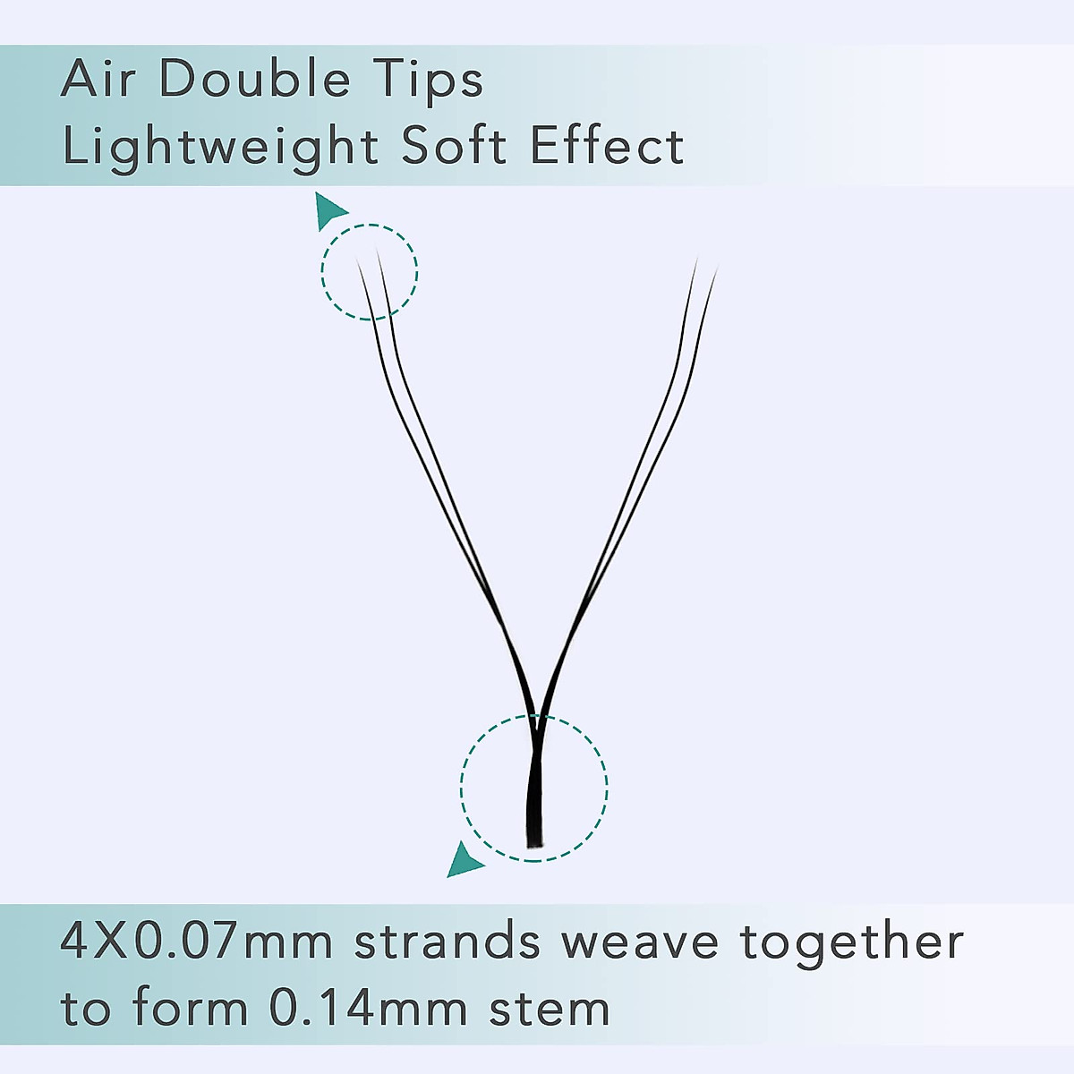 OBEYA Y Lashes Extensions 2D Premade Fans Eyelash Extensions Weave YY Shaped Tips Volume Lash Extensions, Quick Easy Application, Full Fluffy Volume Look, Long Lasting D Curl 0.07mm 8-14mm Mix Tray