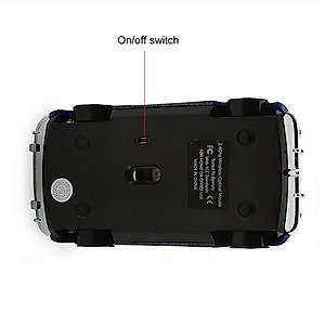 Aodyow 2.4GHz Wireless Mouse Cool Sport Car Shape Optical Gaming Mouse Cordless Mice 3 Buttons 1600DPI with USB Receiver for PC Laptop Computer (Blue)