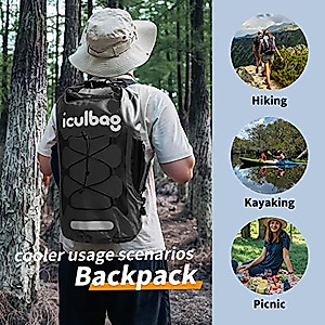Iculbag Small Cooler Backpack Insulated Waterproof 20L/25Cans Backpack Coolers Insulated Leak Proof Roll Top Outdoors Ice Lunch Bags for Men Women Beach Camping Hiking Picnic Travel 18 Hours Cooling