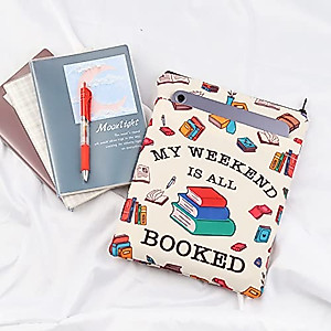 KUIYAI Book Reading Lovers Book Sleeve Bookworm Bookaholic Book Cover Librarian Book Sack Gift My Weekend Is All Booked Zipper Pouch Gift For Bookish (WeekBookBS)