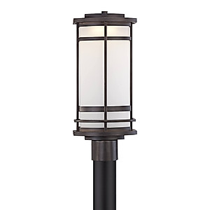 Theola Modern Contemporary Outdoor Post Light Fixture Bronze Brown Metal 19" Etched Glass Shade for Exterior House Porch Patio Outside Deck Garage Yard Front Door Garden Home - Possini Euro Design