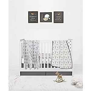 Bacati Football Brown/Grey Muslin Quilted Changing Pad Cover