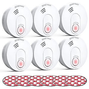 SITERWELL Smoke Detector, 10-Year Smoke Alarm with Photoelectric Sensor and Low Battery Warning, Fire Alarm with Built-in Battery and Fault Warning for Bedroom and House, UL Listed, GS526A, 6 Packs
